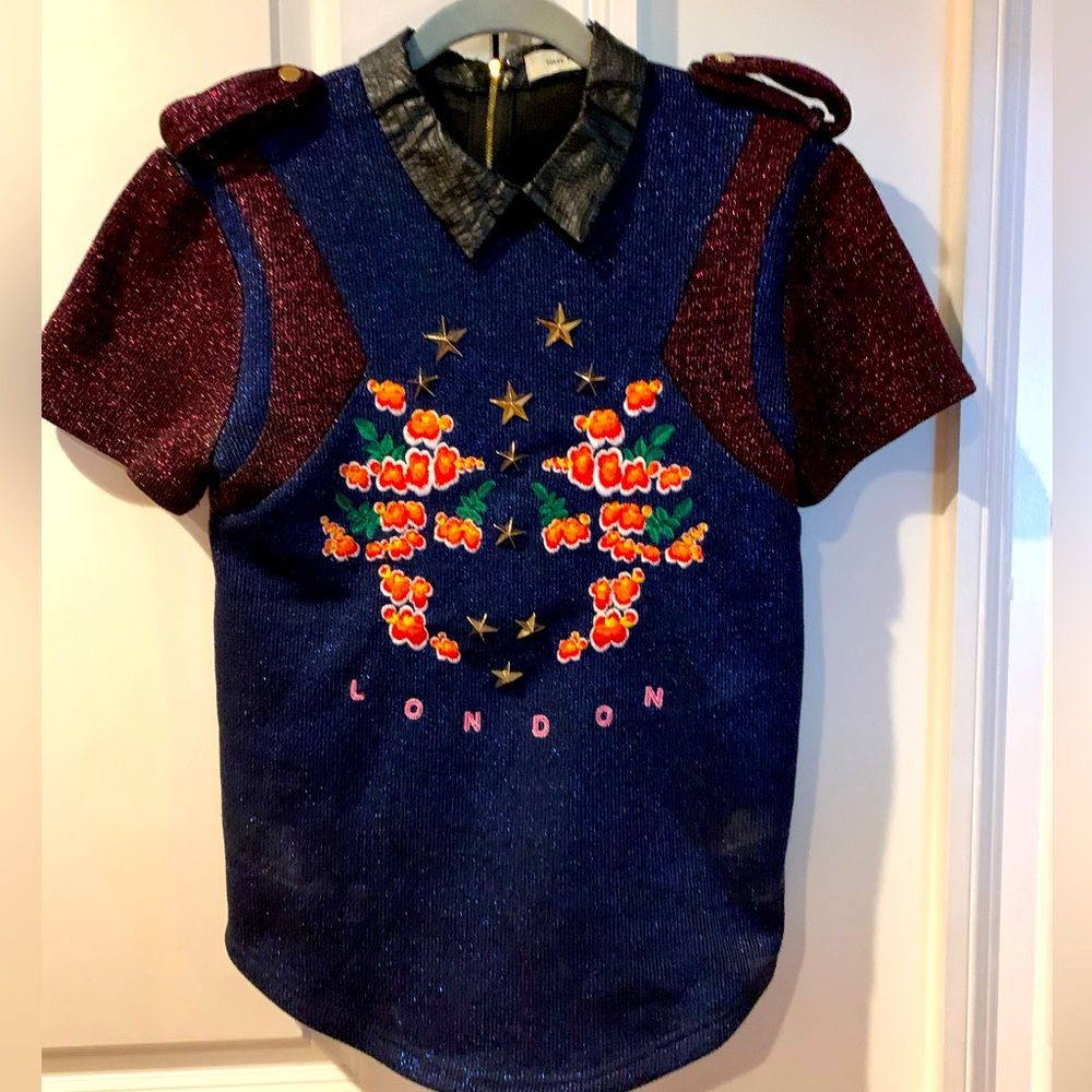 Three Floor Embroidered, Studded “London” Sweater - Gem